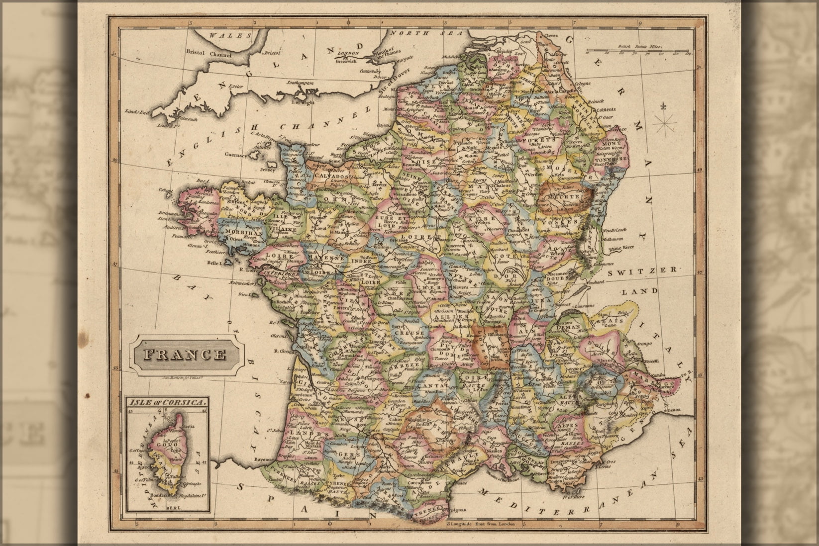 24"x36" Gallery Poster, map of France 1817 - Walmart.com