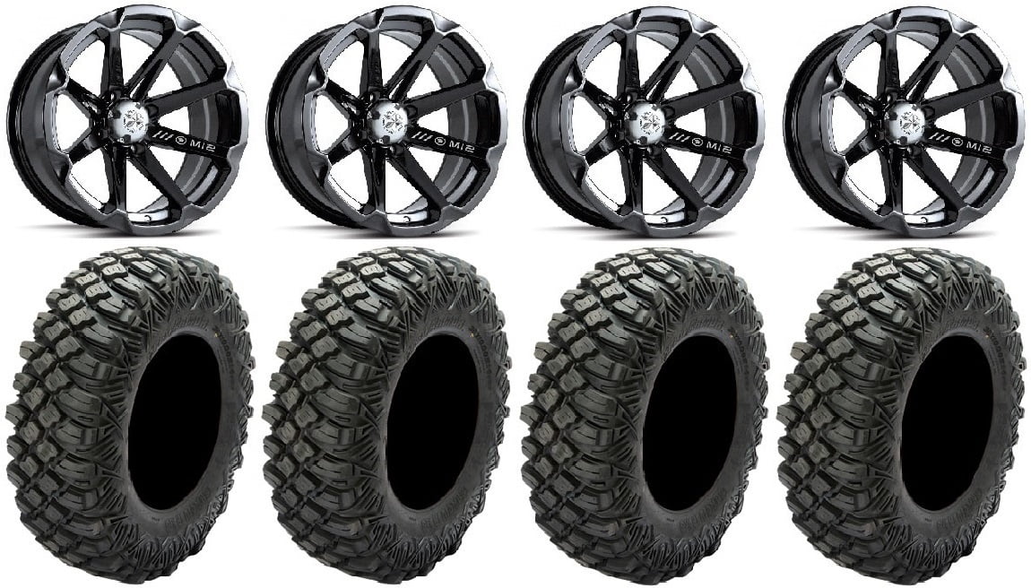 MSA Black Diesel 15" UTV Wheels 33" Crawler XR Tires Kawasaki Teryx ...
