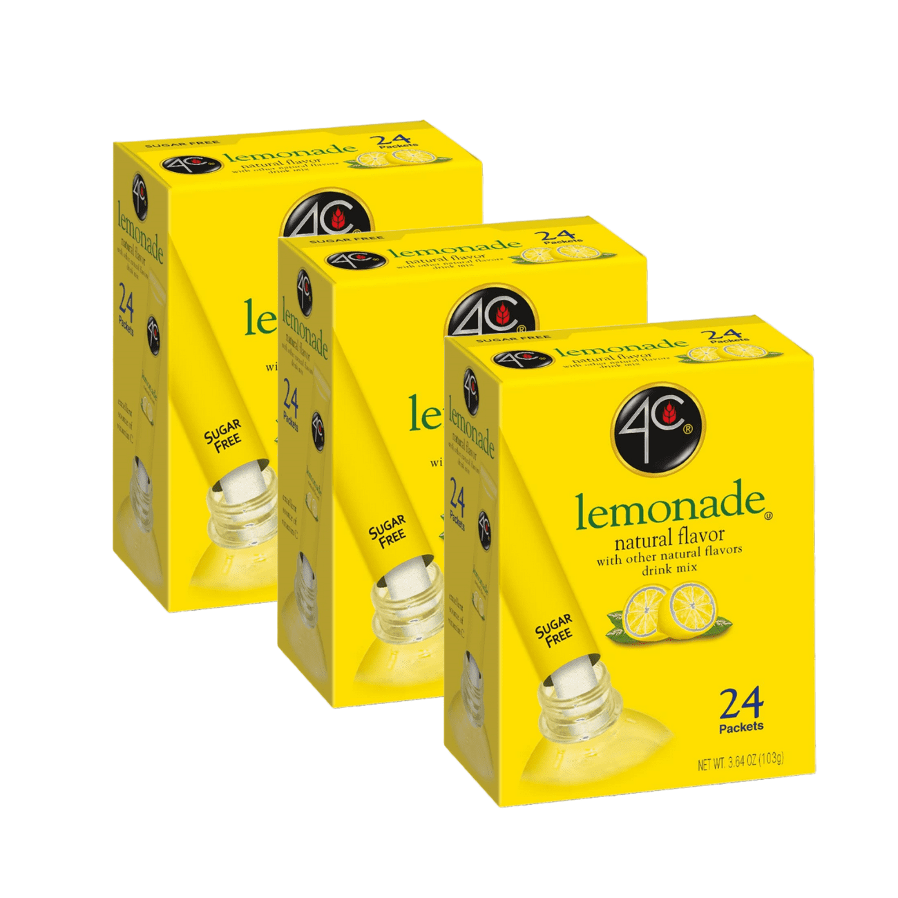 4C Sugar Free Drink Mix Sticks Flavor: Lemonade (24 stick box), Size: 3 ...