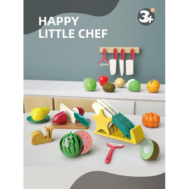 Kids' Pretend Play Mini Kitchen Utensils Set With Fruit Knife Holder ...