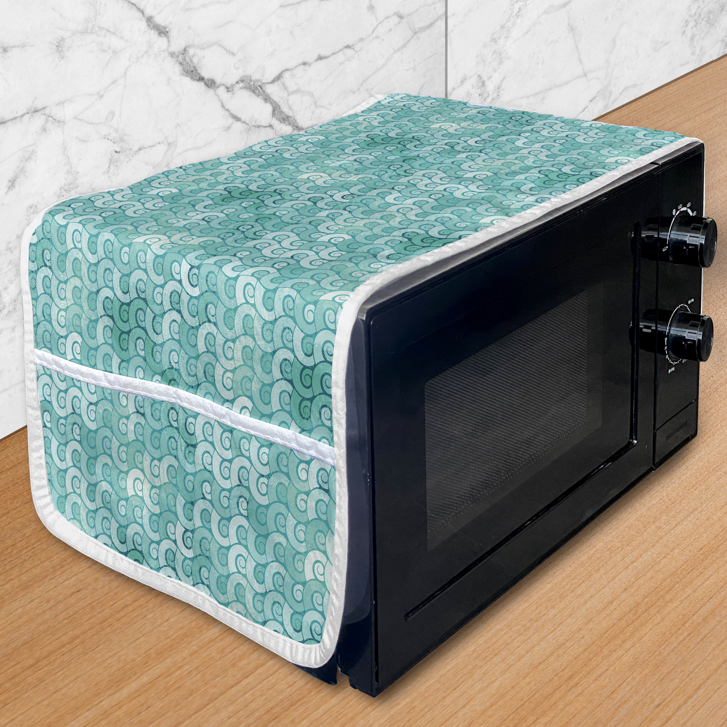 Ocean Microwave Oven Cover, Abstract Swirled Sea Waves Pattern Spiral ...
