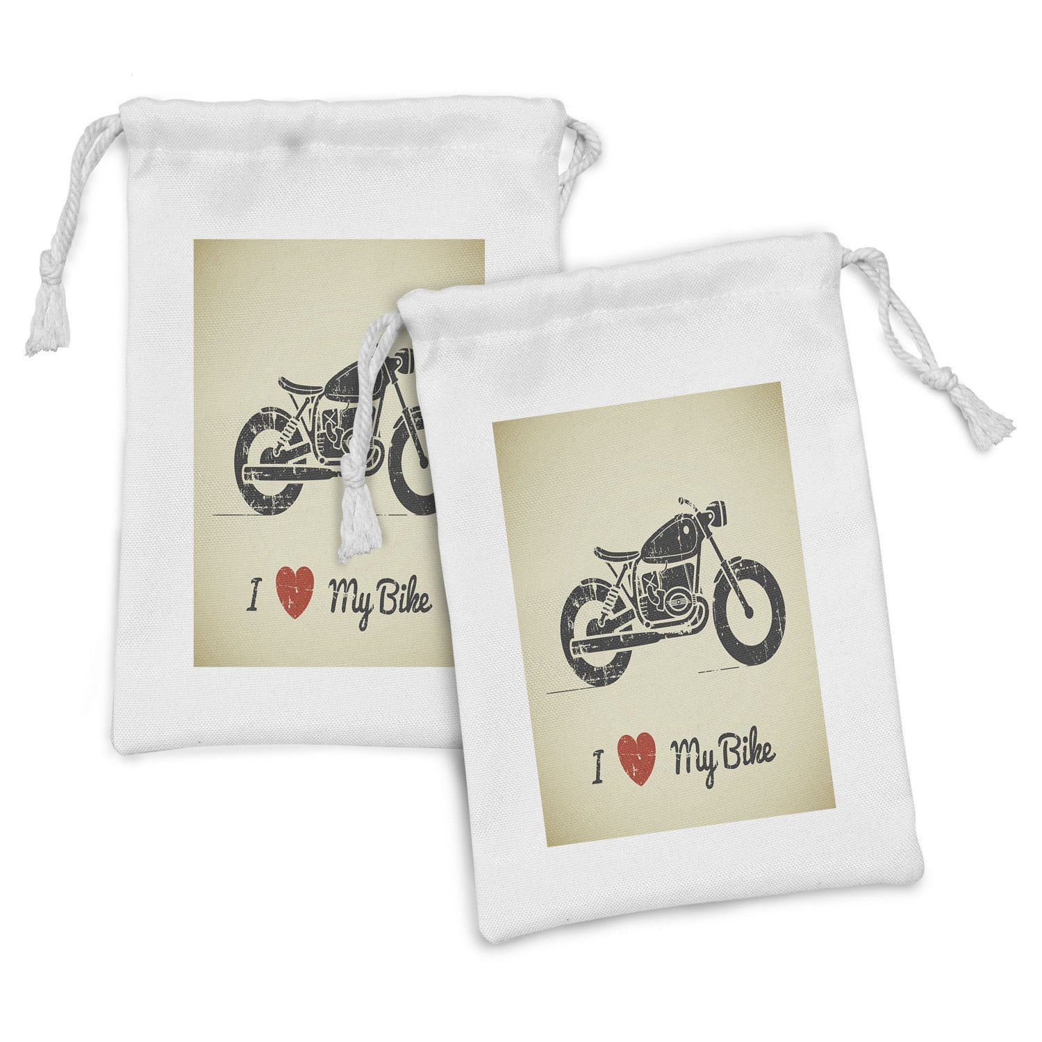 Manly Fabric Pouch Set of 2, Vintage Grunge Flat Looking Motorcycle and ...