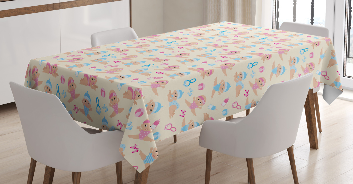 Baby Tablecloth, Baby Boy Girl Crawling Lying Down Rattle Ball Milk ...