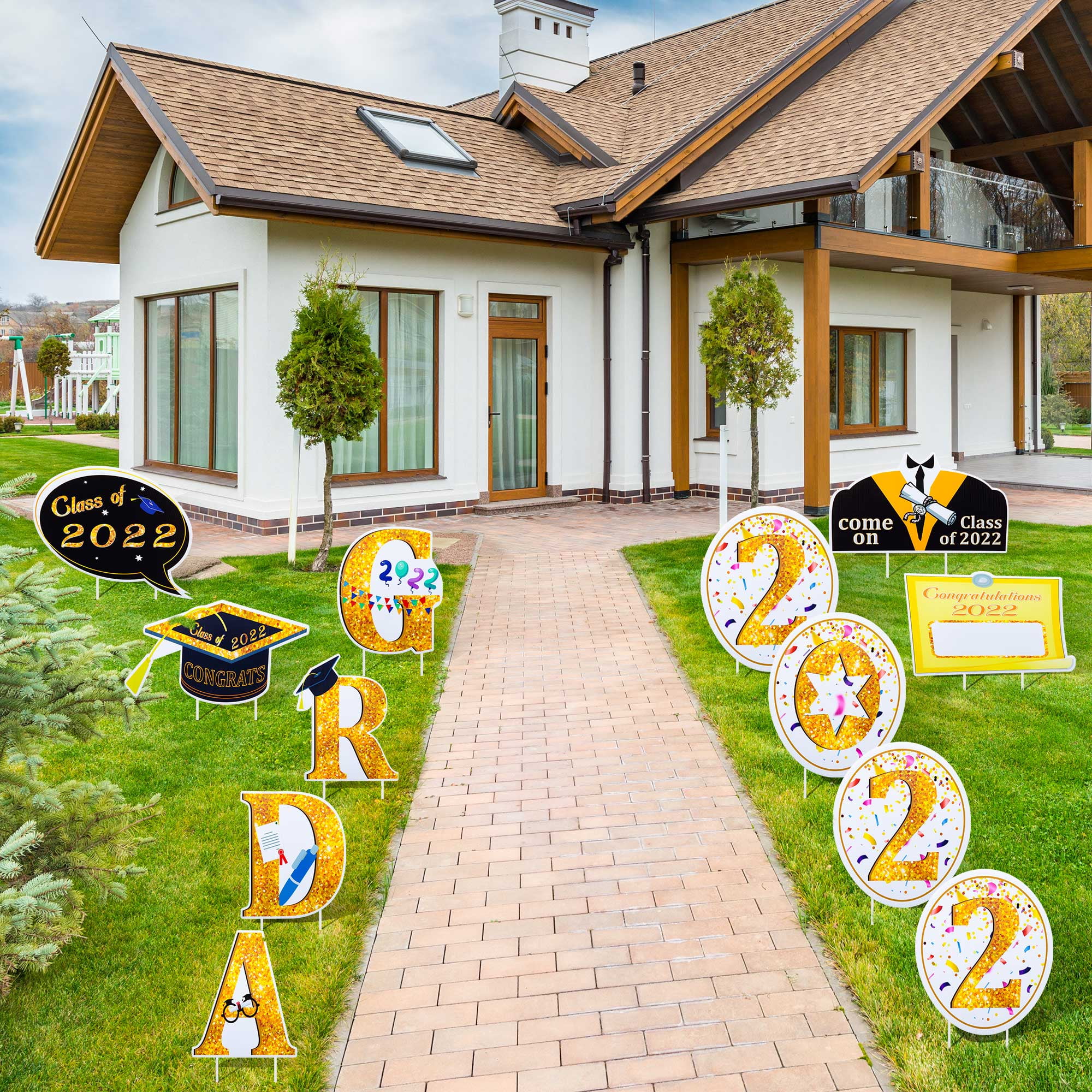 EastVita 17 Pcs Graduation Yard Sign Decorations Congrats Graduation ...