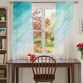 Abstract Ocean Waves Sheer Curtains for Living Room Bedroom, Coastal ...