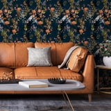 VEELIKE Floral Peel and Stick Dark Blue Wallpaper for Cabinets, Shelves ...