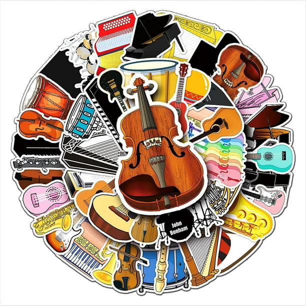 Musical Instrument Stickers 50Pcs Music Laptop Stickers Decals ...