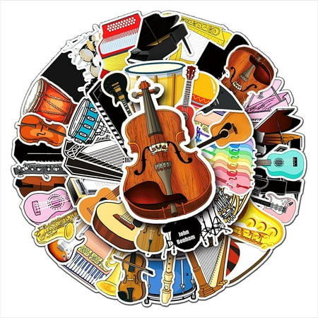 Musical Instrument Stickers 50Pcs Music Laptop Stickers Decals ...