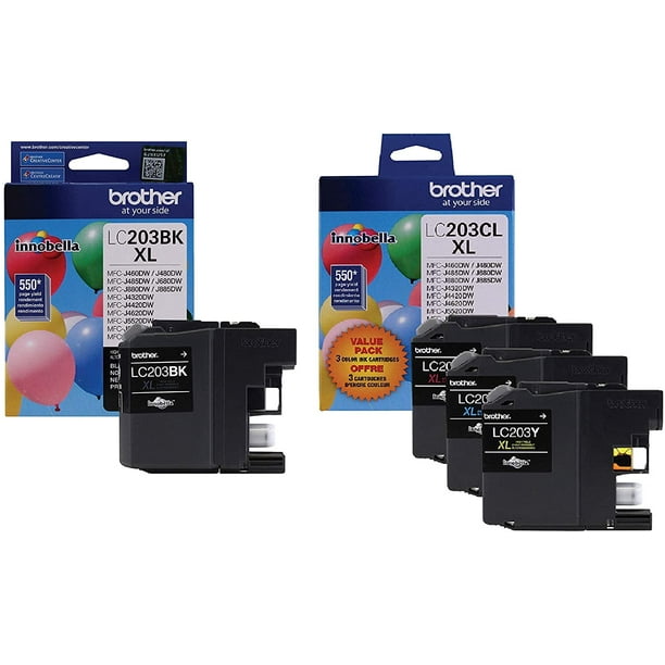 Brother LC203 Ink Cartridge (Black, Cyan, Magenta, Yellow, 4-Pack ...