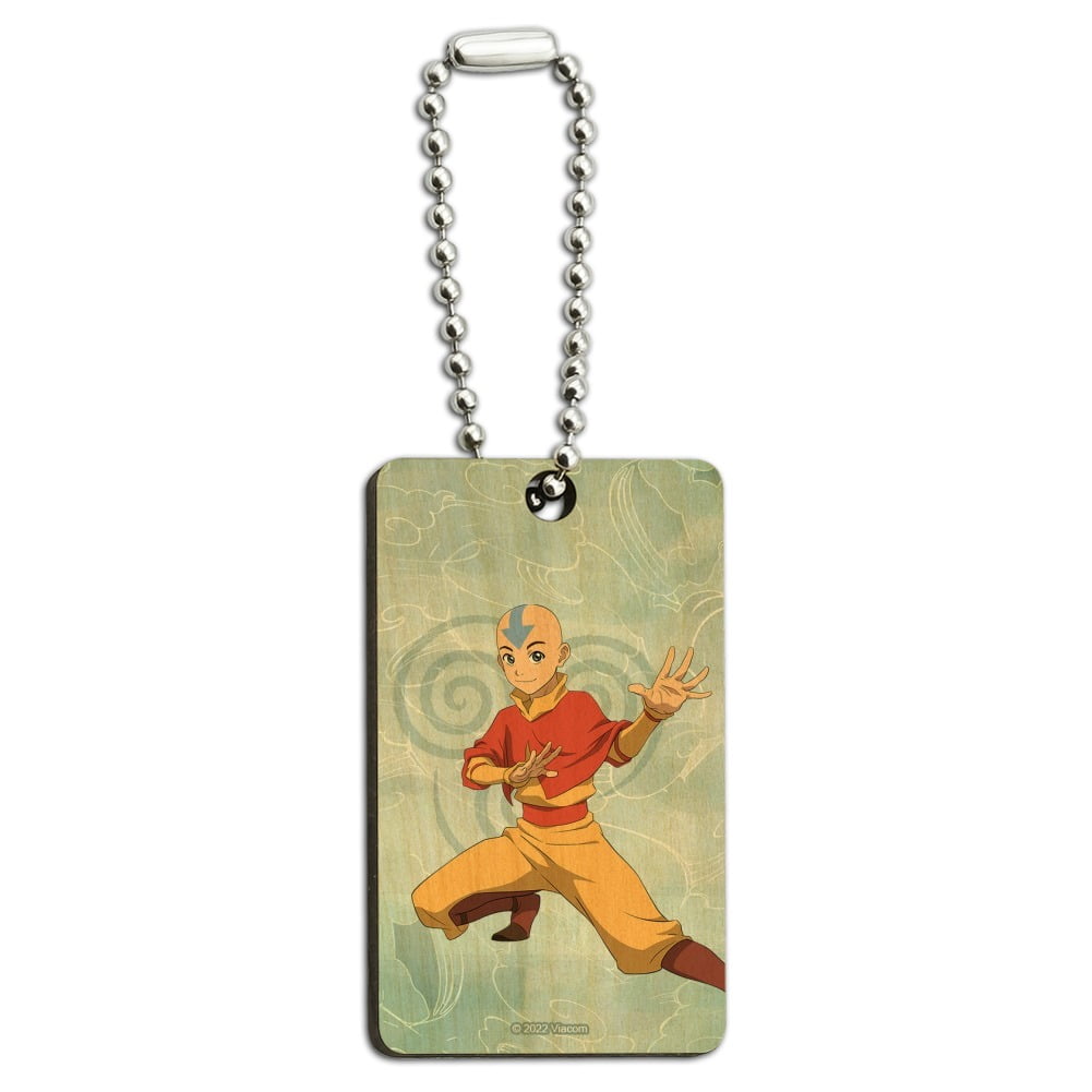 Avatar the Last Airbender Aang Wood Wooden Rectangle Keychain Key Ring ...