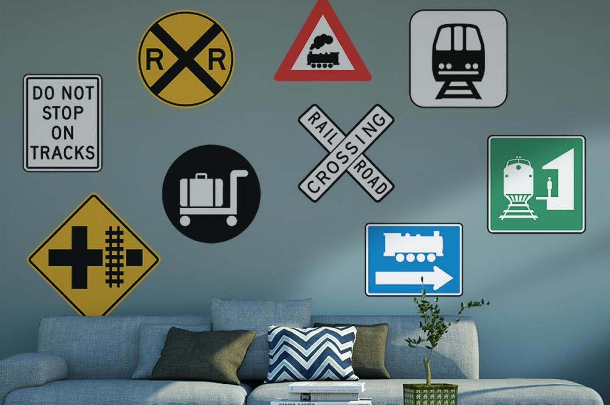 Railroad Signs Wall Decal Sticker Set by Wallmonkeys Peel and Stick ...