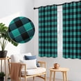 Blue and Black Checkered Pattern Blackout Curtains,Triple Weaved Fabric ...