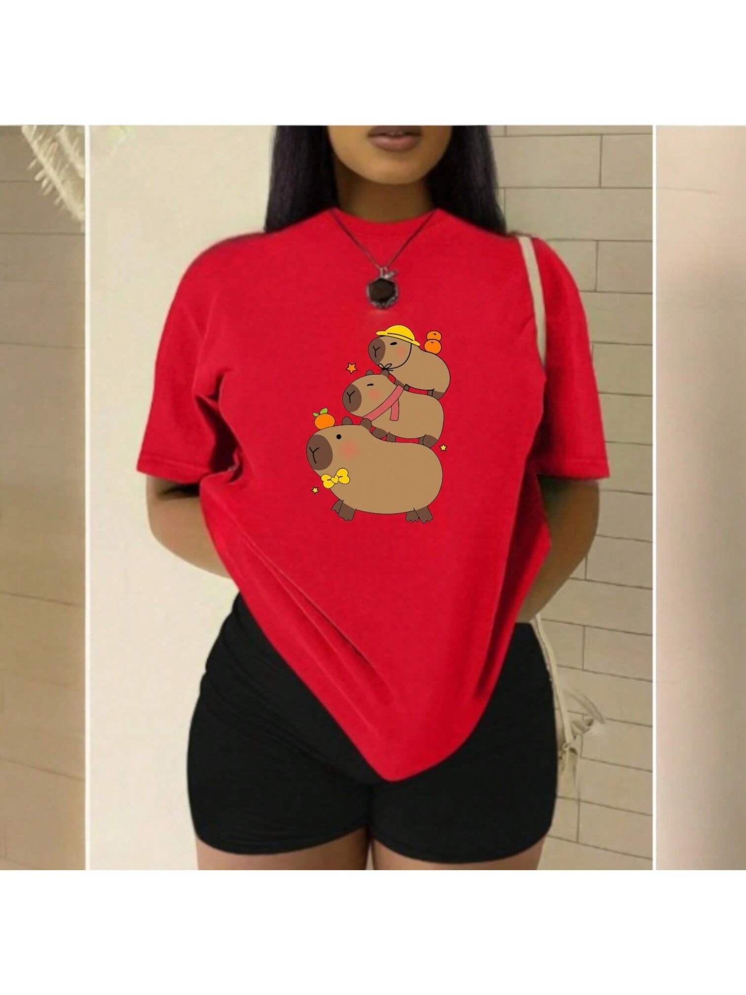 Playera Blusa De Familia Capybara Ropa Para Mujer Capibara Color Rojo ...