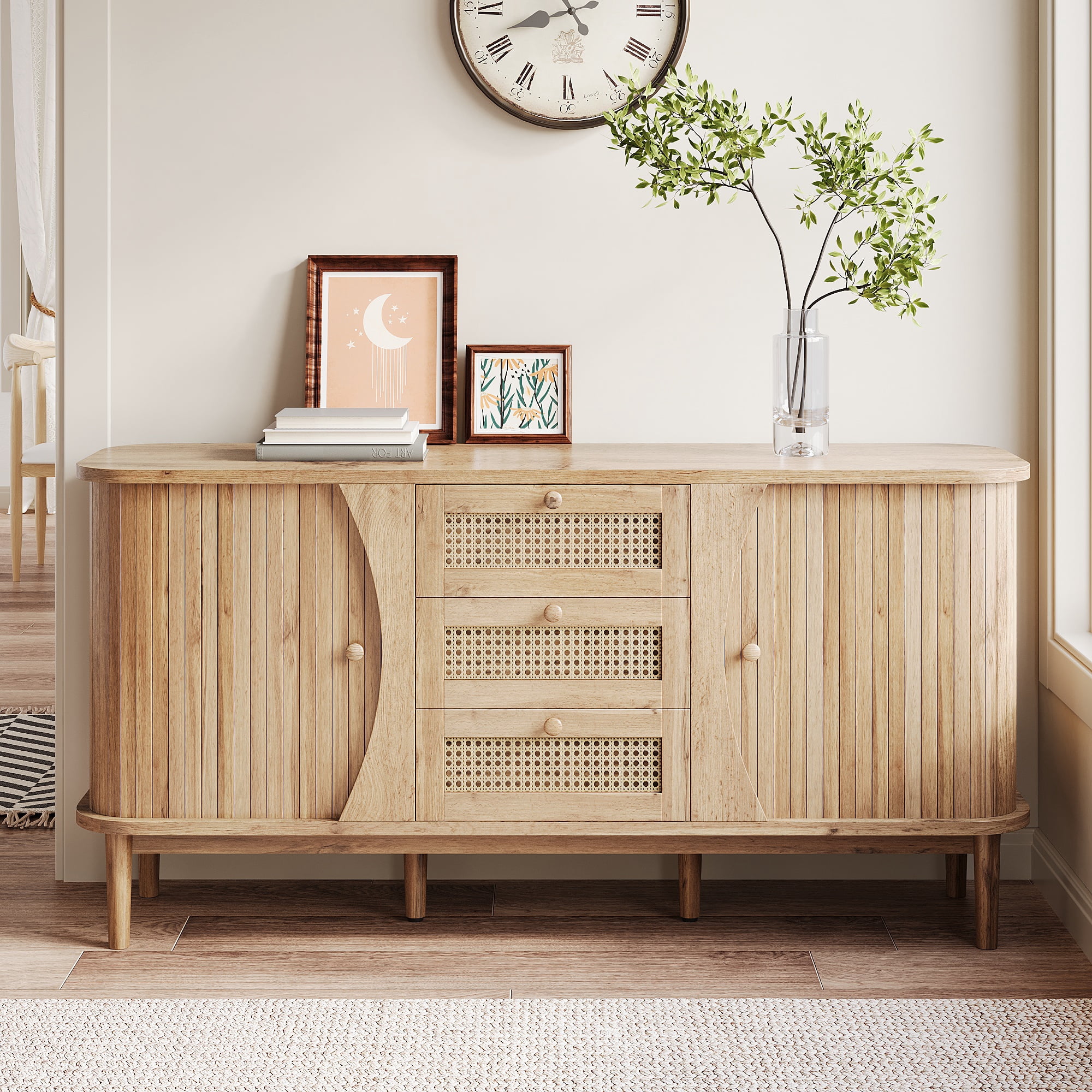 Click here for Modernluxe Rattan Sideboard Buffet Cabinet With St... prices