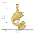 FB Jewels 14K Yellow Gold Bass Fish and Water 2D Pendant - Walmart.com