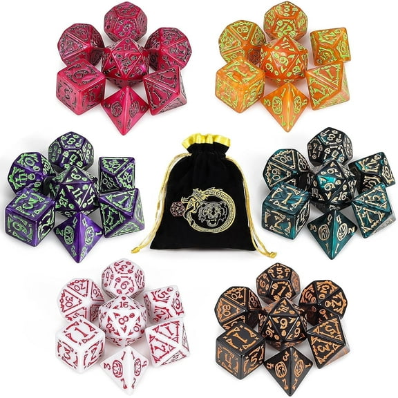 Naler 42-Piece Polyhedral Dice Set, Acrylic DND Dice with Drawstring ...