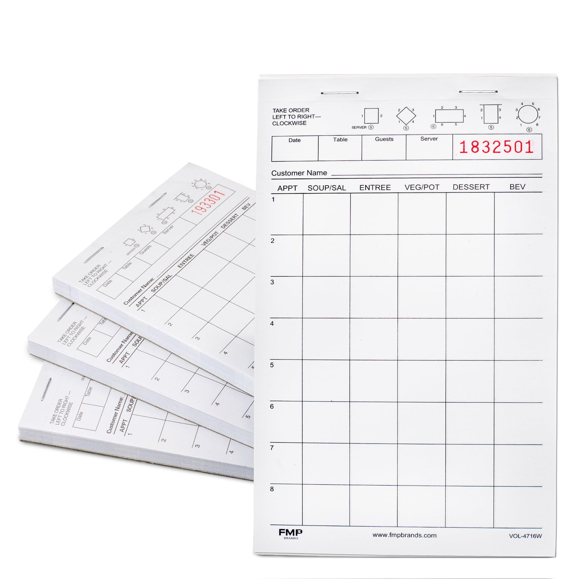 [5 Pads, 100 Sheets/Pad] Server Pads - Restaurant Order Pad, White 1 ...