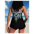 Black with Turquoise Radiant Line Print Swimdress Tankini Swimsuit 2 ...