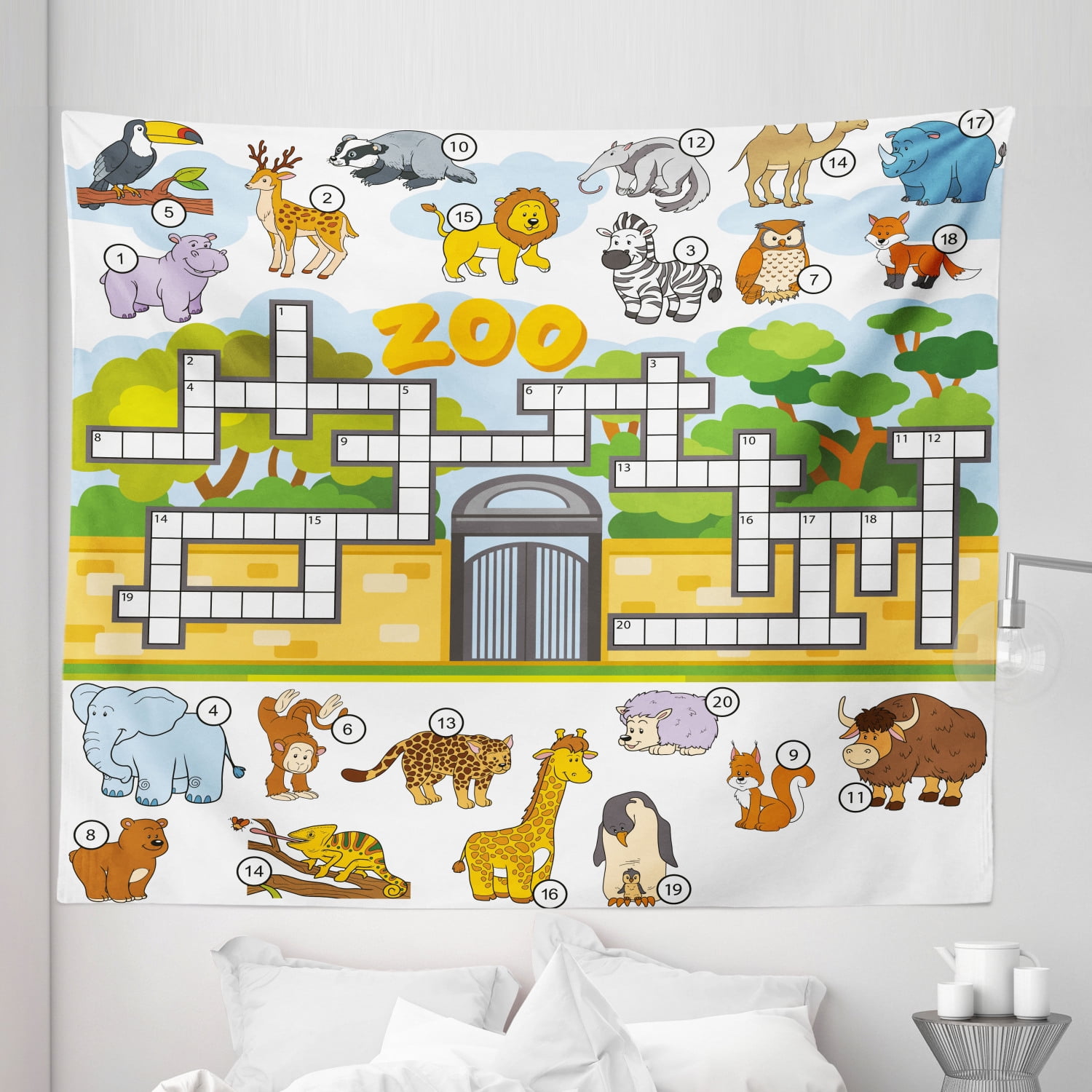 Word Search Puzzle Tapestry, Zoo Themed Game with Different Animals ...