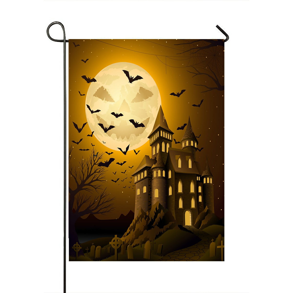 ECZJNT Spooky Halloween Night haunted castle Outdoor Flag Home Party ...