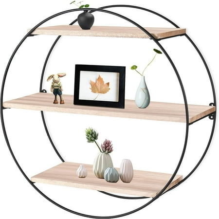 Round Wall Mount Floating Shelves,Retro European-Style Floating Display ...