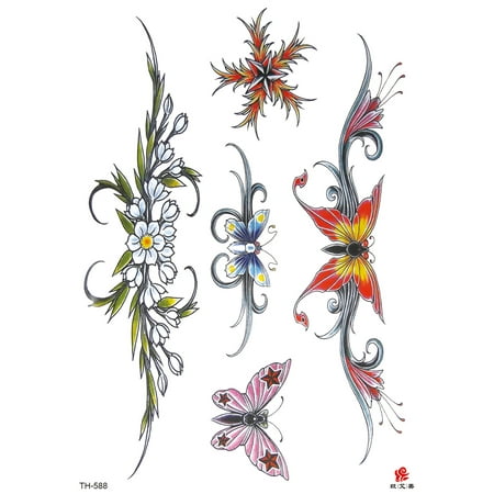 butterfly flower tramp stamp large 8.25" temporary arm tattoo - Walmart.ca