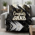 Black White Graduation Blanket Soft Cozy Warm Throw Blanket for Couch ...