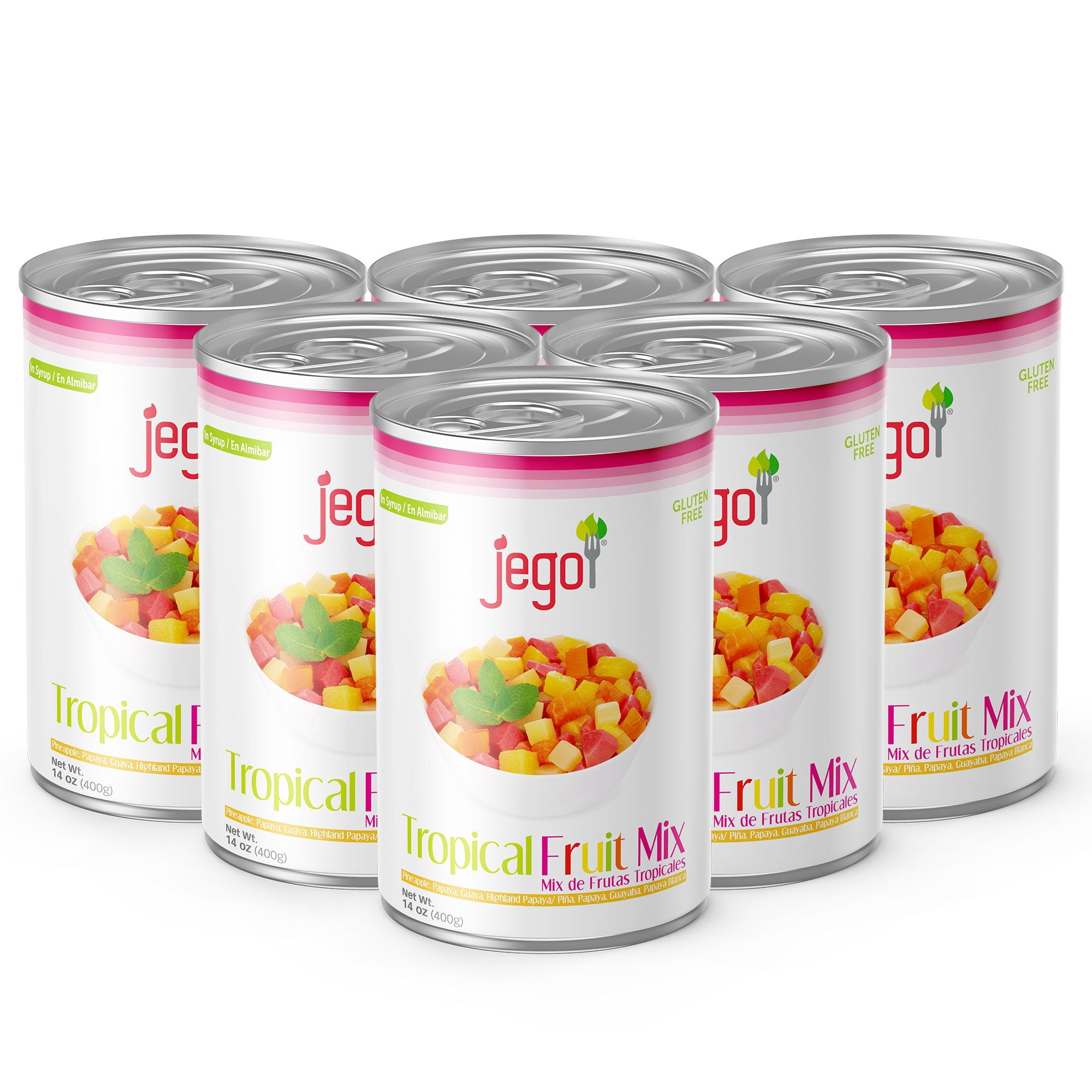 Jego Tropical Fruit Mix in Syrup, 14 oz (Pack of 6) | Pineapple, Papaya ...