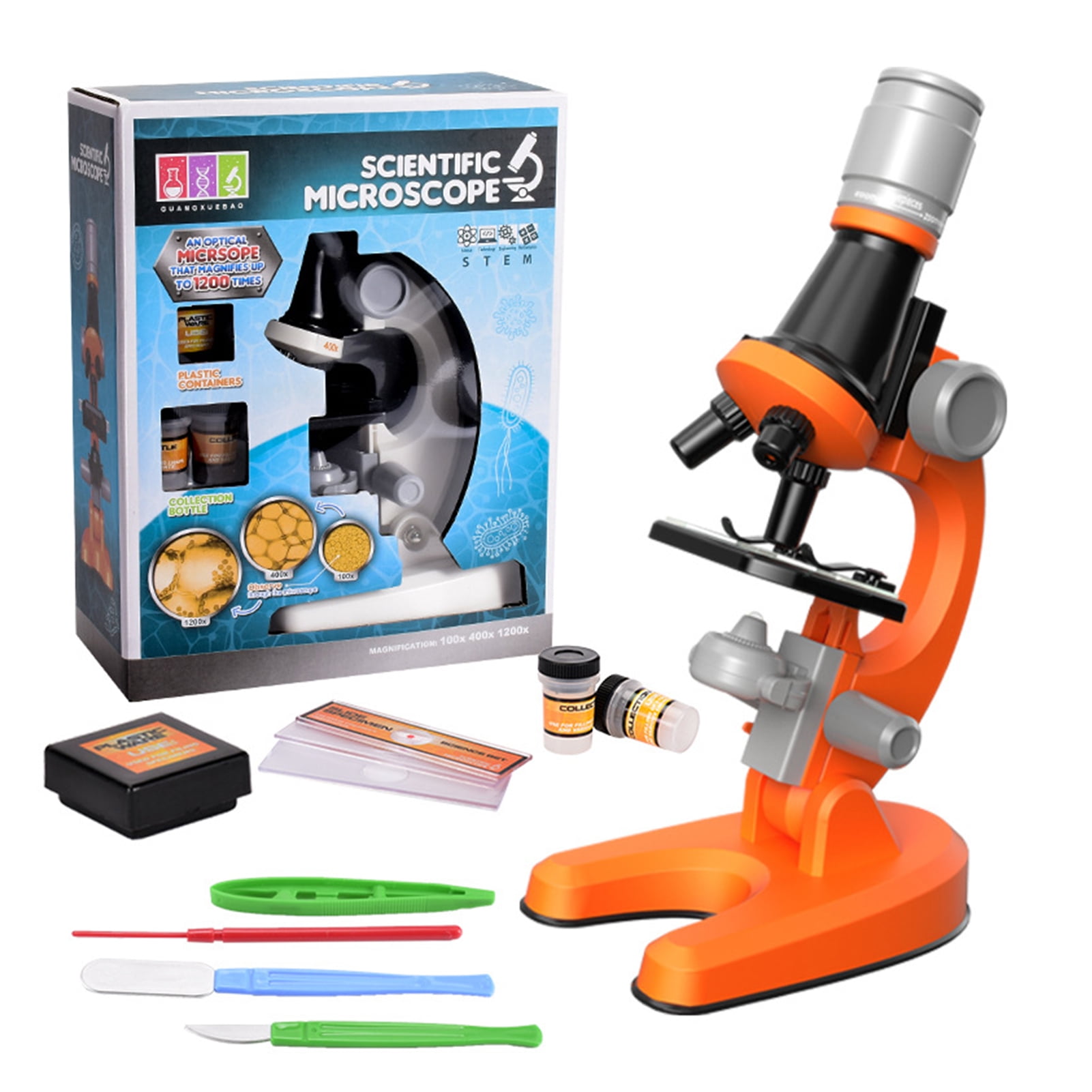 Kit de ciencia de microscopio 100X/400X/1200X microscopio científico de ...