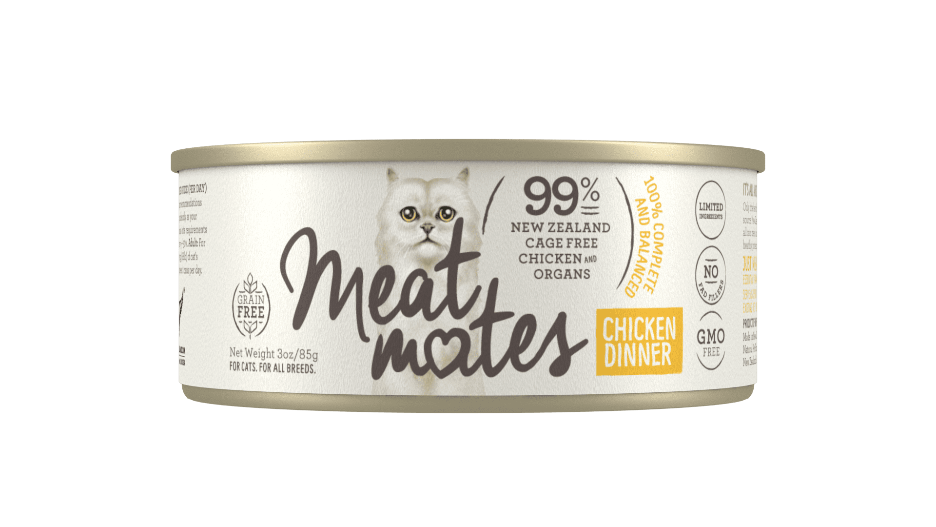 Meat Mates Chicken Grain-Free Canned Cat Food Dinner, Case of 24 (3 oz ...