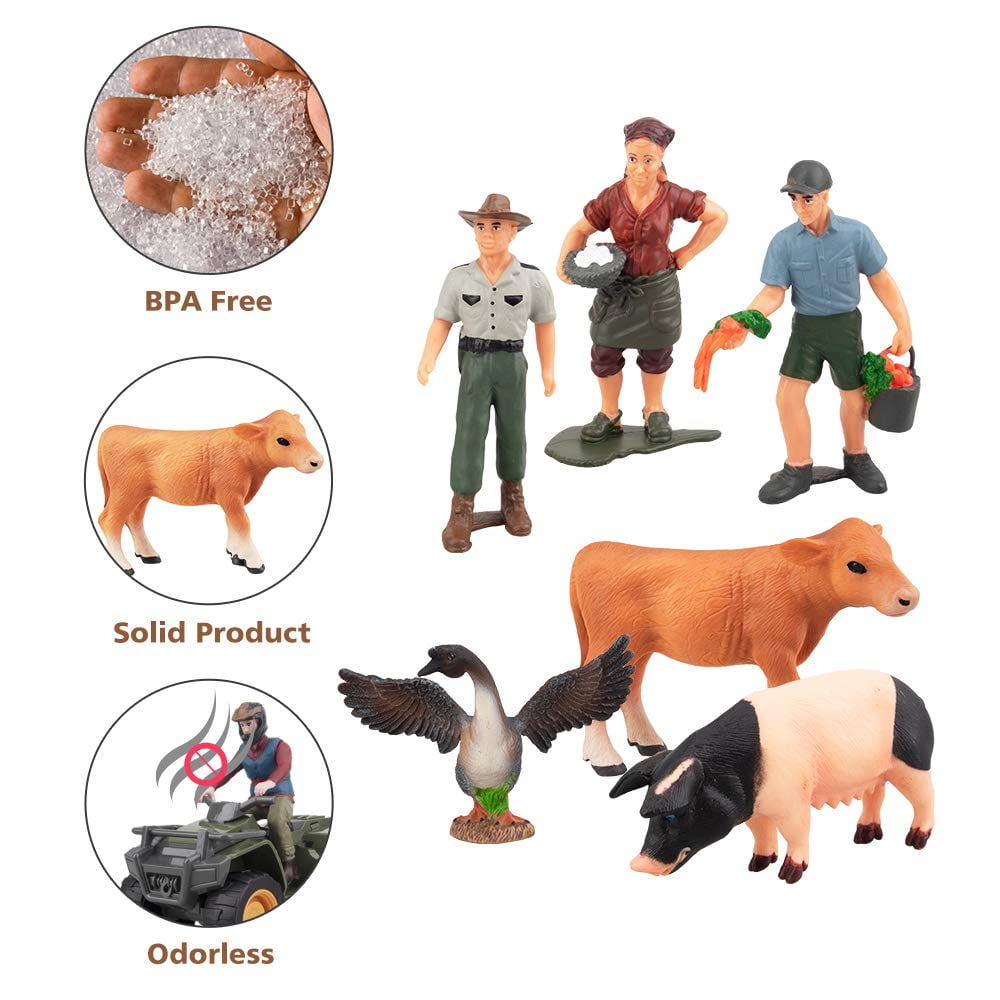 Buy TOYMANY 37PCS Big Farm Animals Figurines Toy with Barn House ...