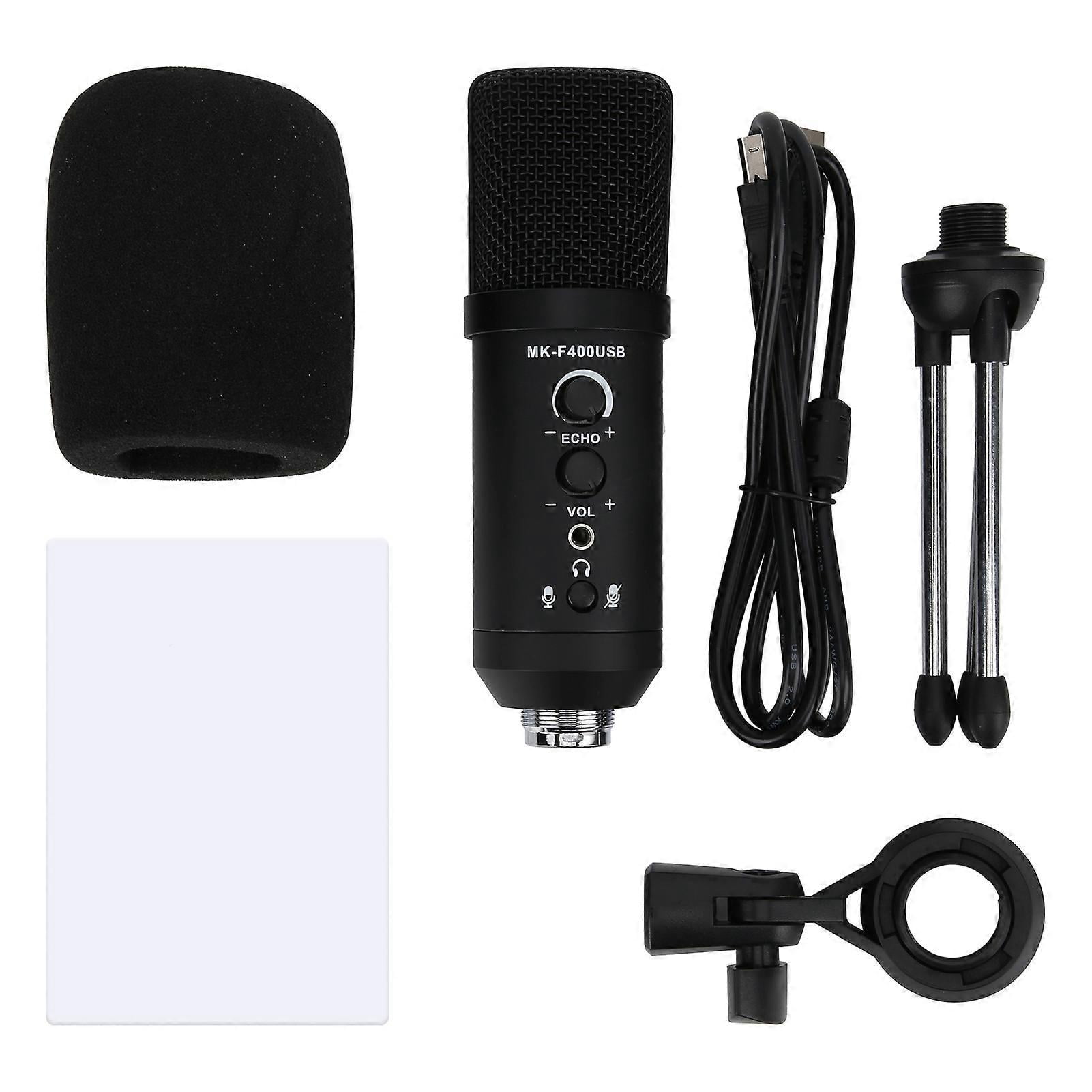 USB Condenser Microphone Computer Recording Sound Card Mic Live ...