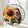 Bird Watcher Stained Glass Suncatcher with Sunflower Garden Theme ...