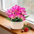 Upgraded Artificial Flower Bouquet with Vase, Low Maintenance Faux ...