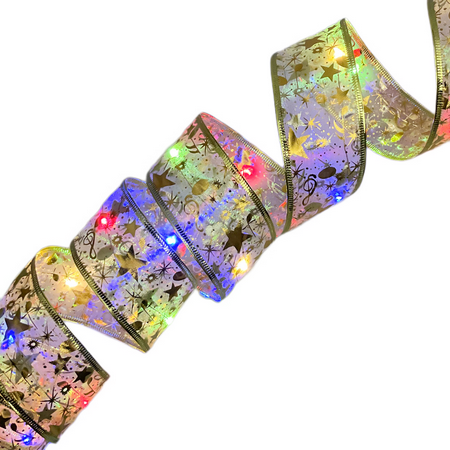 Christmas Ribbon Flashing Light String, Ribbon 4m40 Light, Three Switch ...