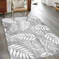 Ash Fronds Washable Area Rug 4x6 Gray Silver Slate Leaf Plant Canvas ...