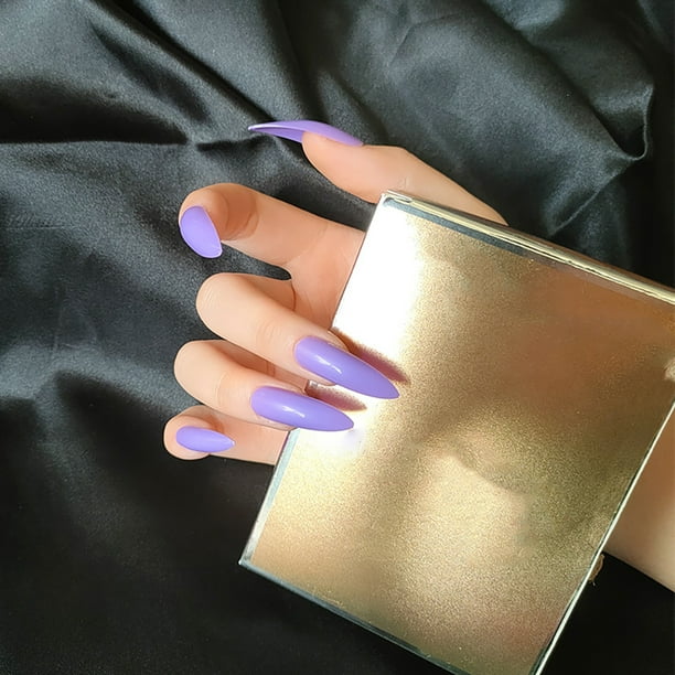FCOGIN Long Stiletto, 24 Pieces, Taro Purple, Glossy Finish, Acrylic ...