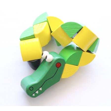 SICED Wood Twisted Crocodile Twisting Building Blocks Children's Puzzle ...