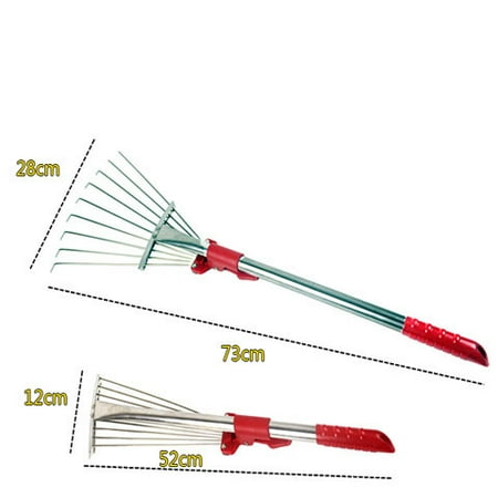 Folding telescopic rake garden cleaning tool adjustable blade rake is ...