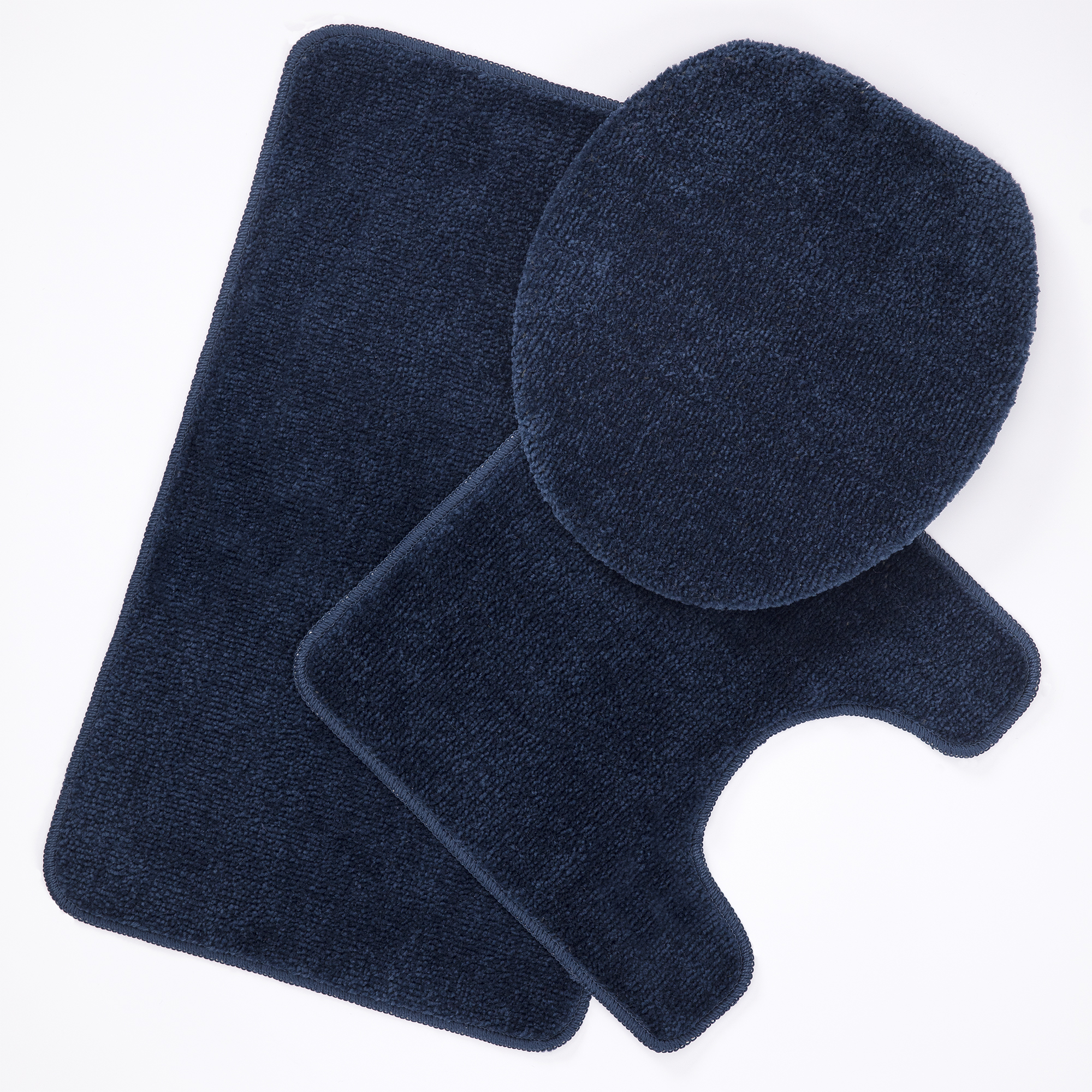 Ottomanson Oceana Washable Non-Slip Rubberback Polypropylene Navy Bath ...