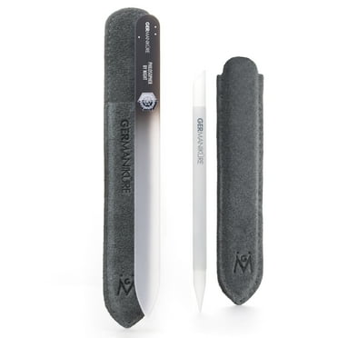 GERMANIKURE Czech Crystal Glass Nail File 3 Pack in Suede Leather Case ...