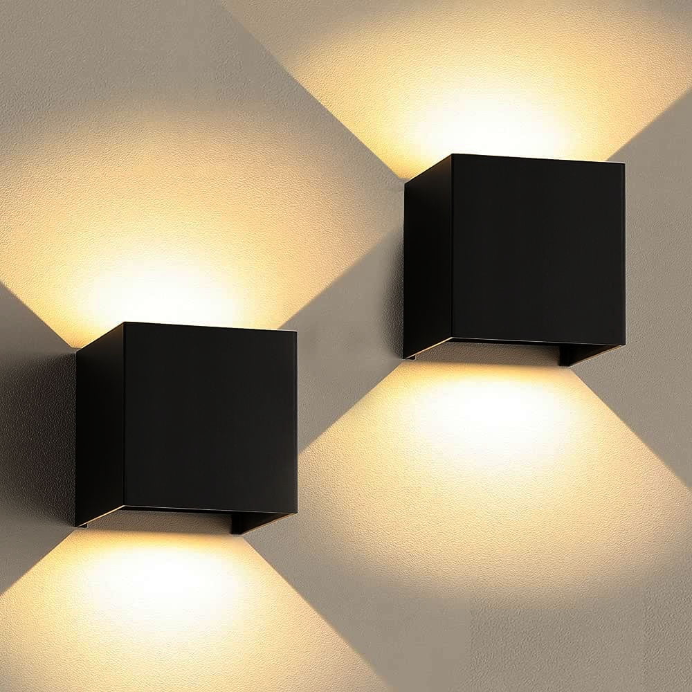 Modern LED Wall Sconce Dimmable Up Down Wall Lamp Black Bedroom Wall ...