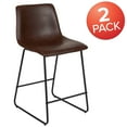 Emma + Oliver Set of 2 Kitchen Counter Height Stool - 24 Inch Dark Brown LeatherSoft Barstool ...