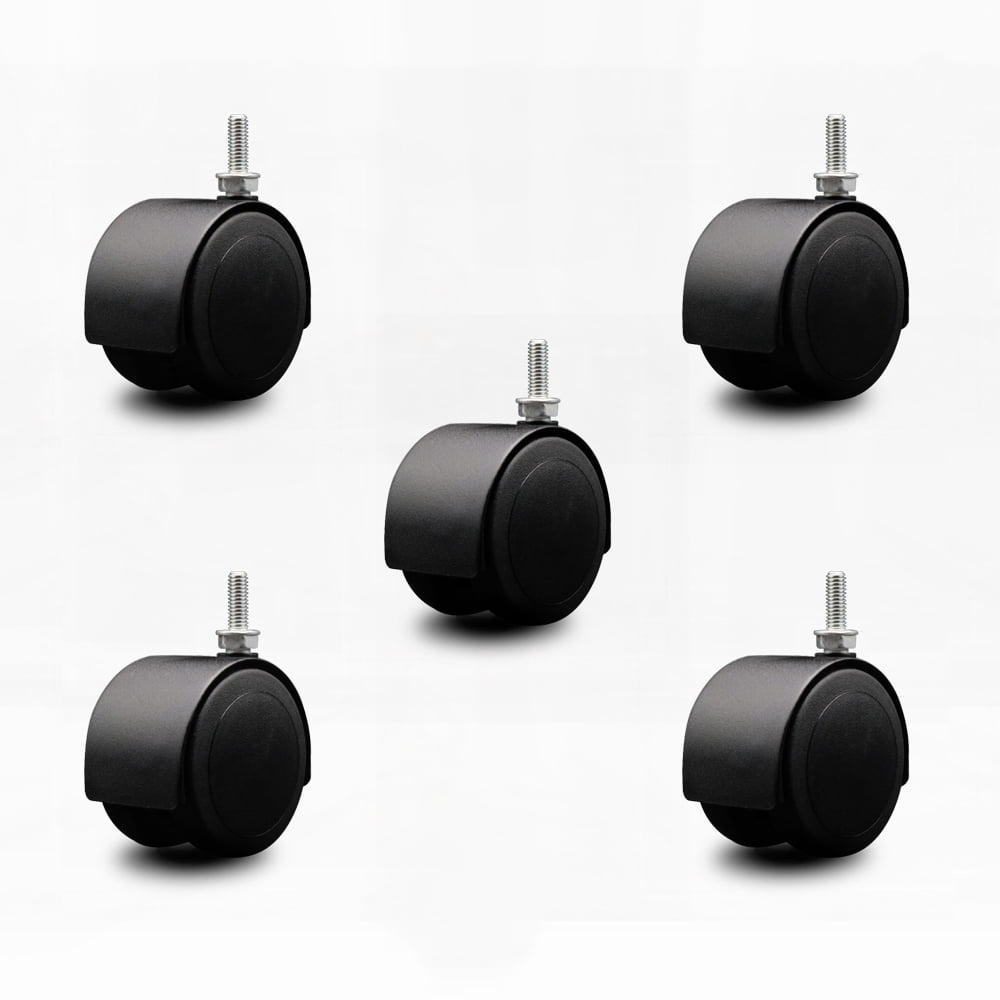 2-3/8 Inch Floor Safe Office Chair Casters – Flat Black Metal Hooded ...