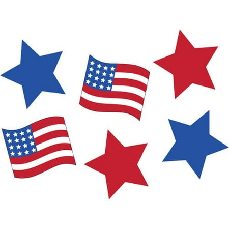 Club Pack of 72 Patriotic Red, White and Blue Stars and American Flag ...