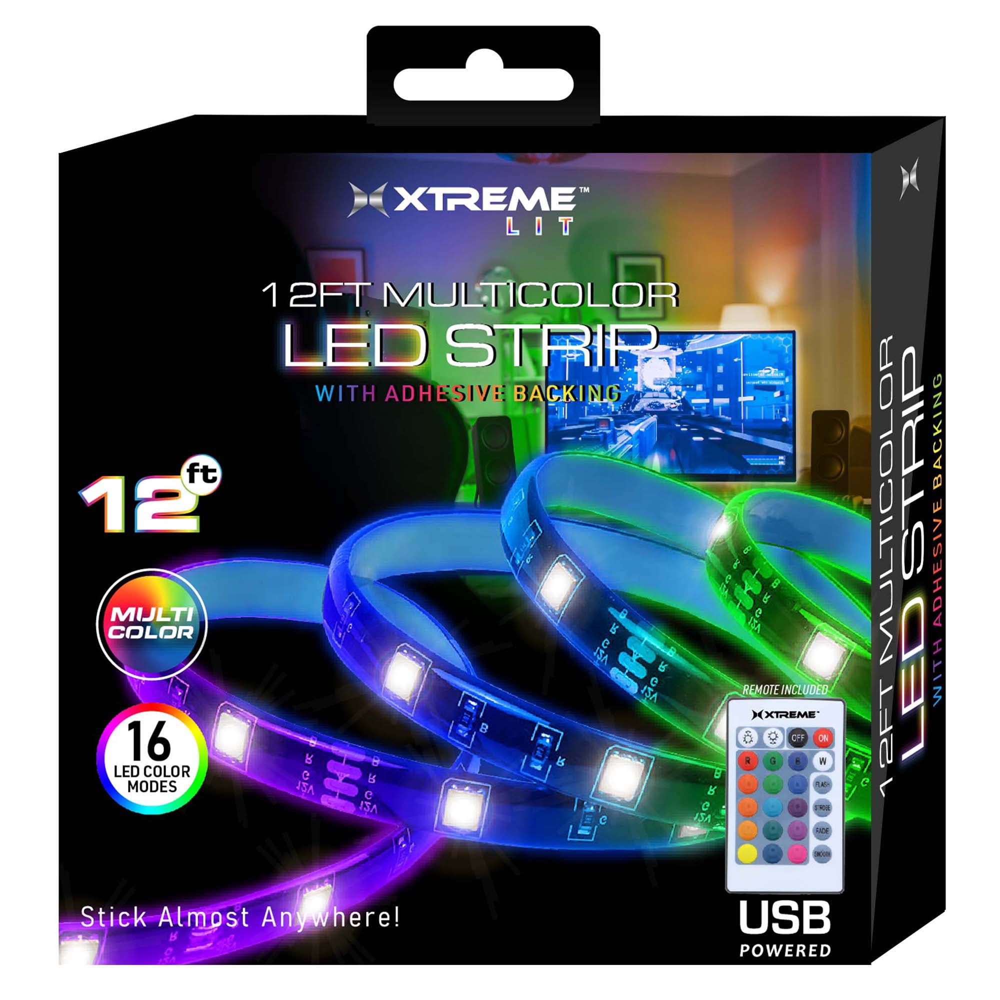 Xtreme 12ft Multi-color LED Light Strip, Customizable, USB-Powered ...