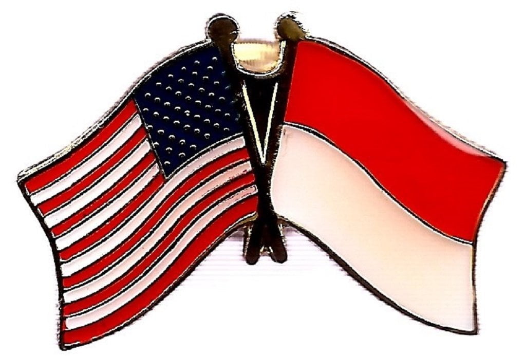 PACK of 3 Indonesia & US Crossed Double Flag Lapel Pins, Indonesian ...