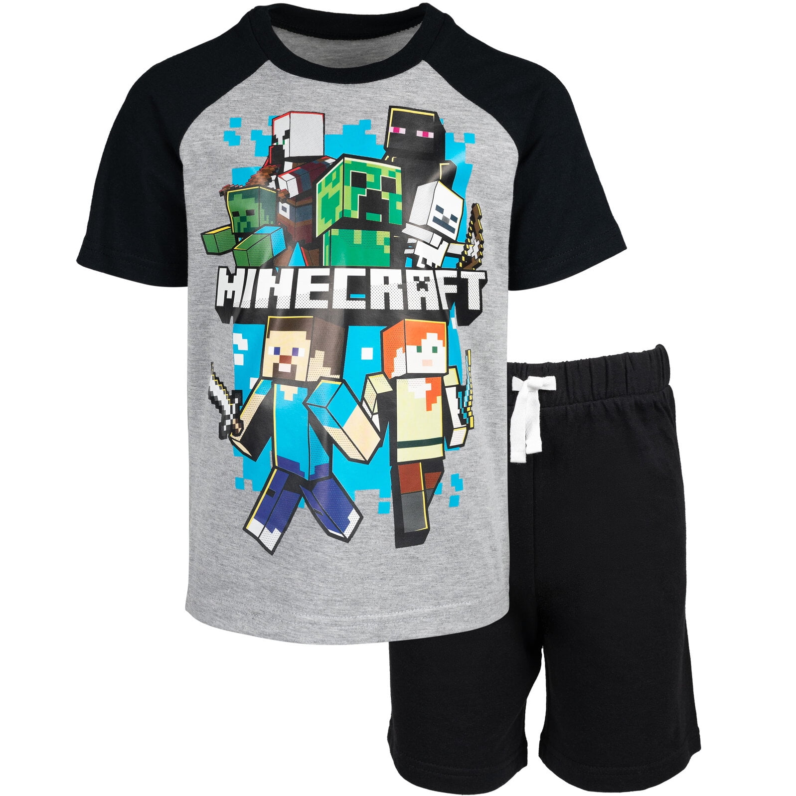 Minecraft Creeper Enderman Steve Little Boys T-Shirt and French Terry ...