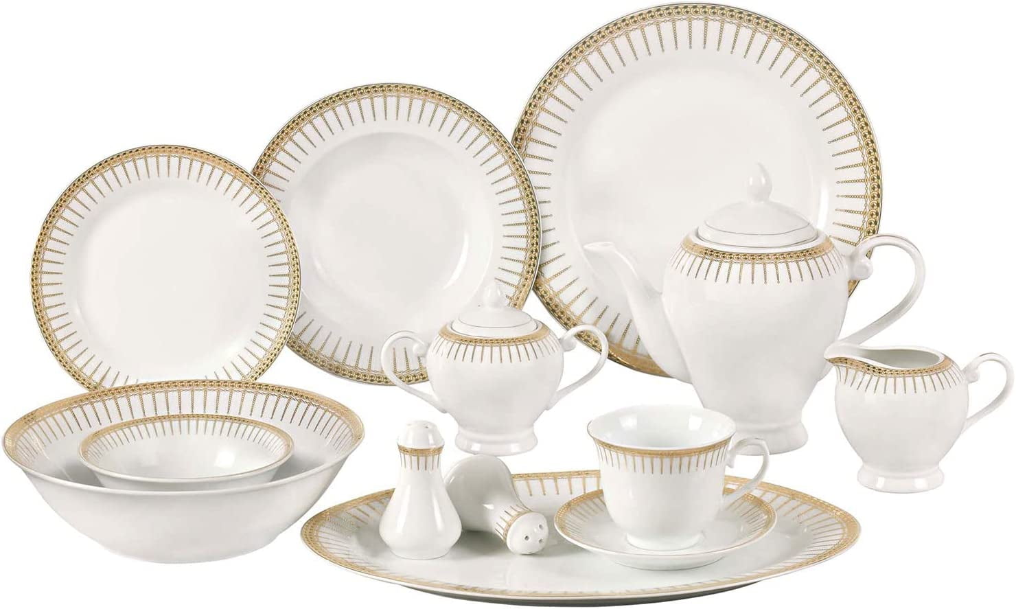 Stylish and Elegant 57 Pieces Porcelain Dinnerware Set Service for 8 ...