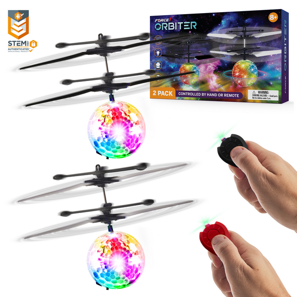 Force1 2pk Orbiter Flying Multicolor LED Orb Ball Hand Operated Drones ...